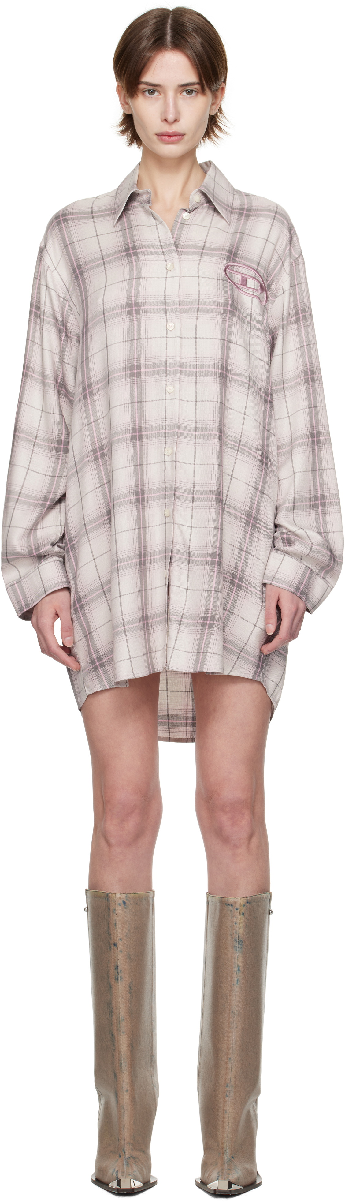 Diesel Pink & Gray D-Dalis-Q1 Minidress Diesel