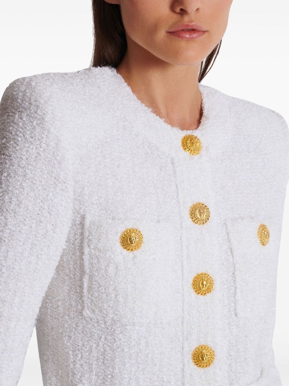 BALMAIN - Buttoned Tweed Short Jacket Balmain