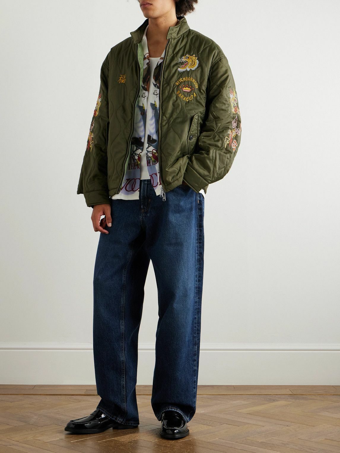 Baracuta - Neighborhood G4 Embroidered Quilted Shell Jacket - Green Baracuta