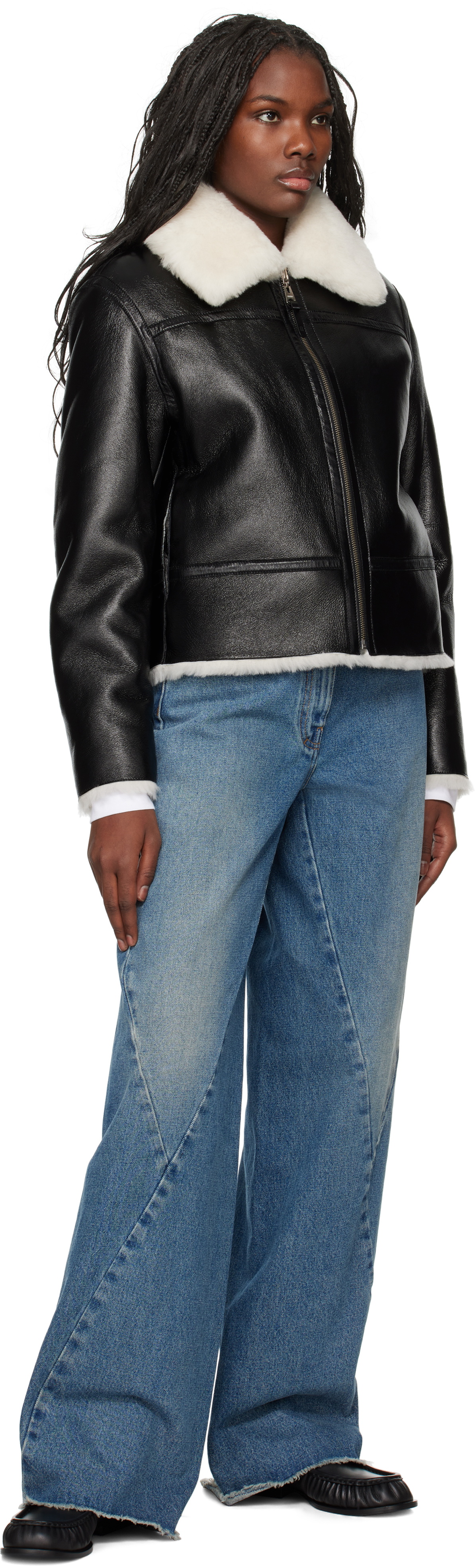 MACKAGE Black & White Betty 2-in-1 Reversible Shearling Jacket Mackage