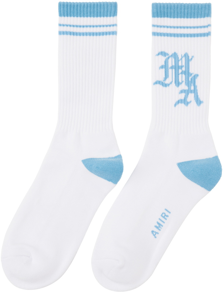 AMIRI White & Blue Varsity Socks Amiri
