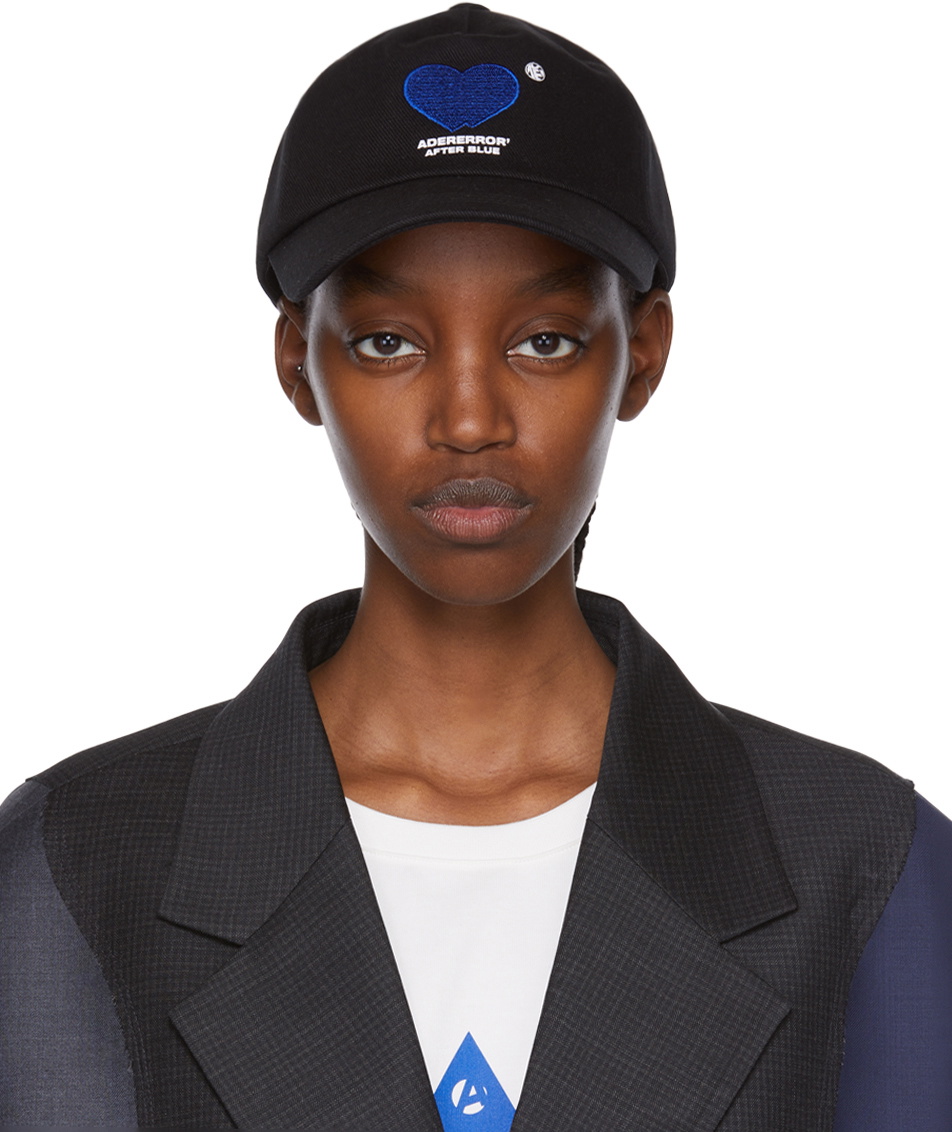 ADER error Black Embroidered Heart Cap ADER error