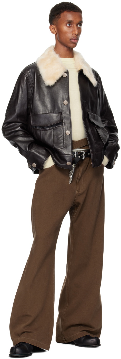 NULLUS Brown Whale Fin Snap-On Jeans NULLUS