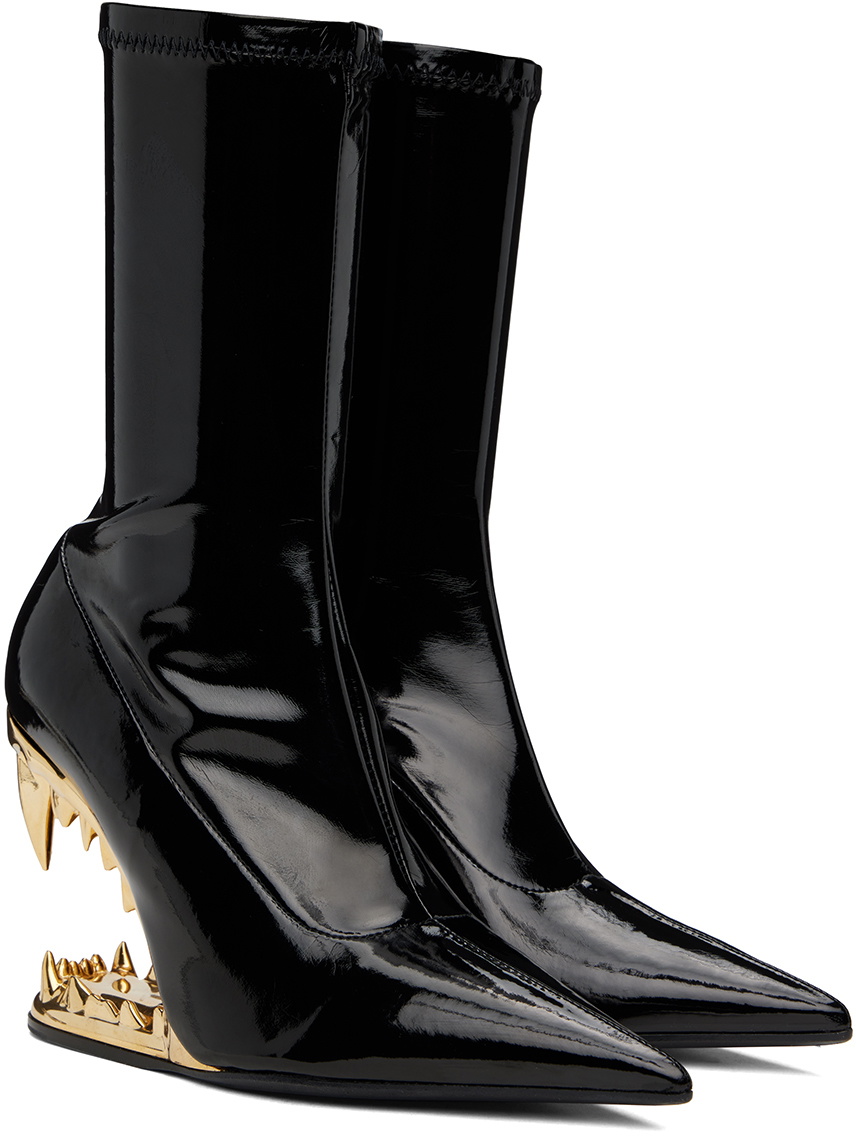 GCDS Black Morso Vinyl Boots GCDS