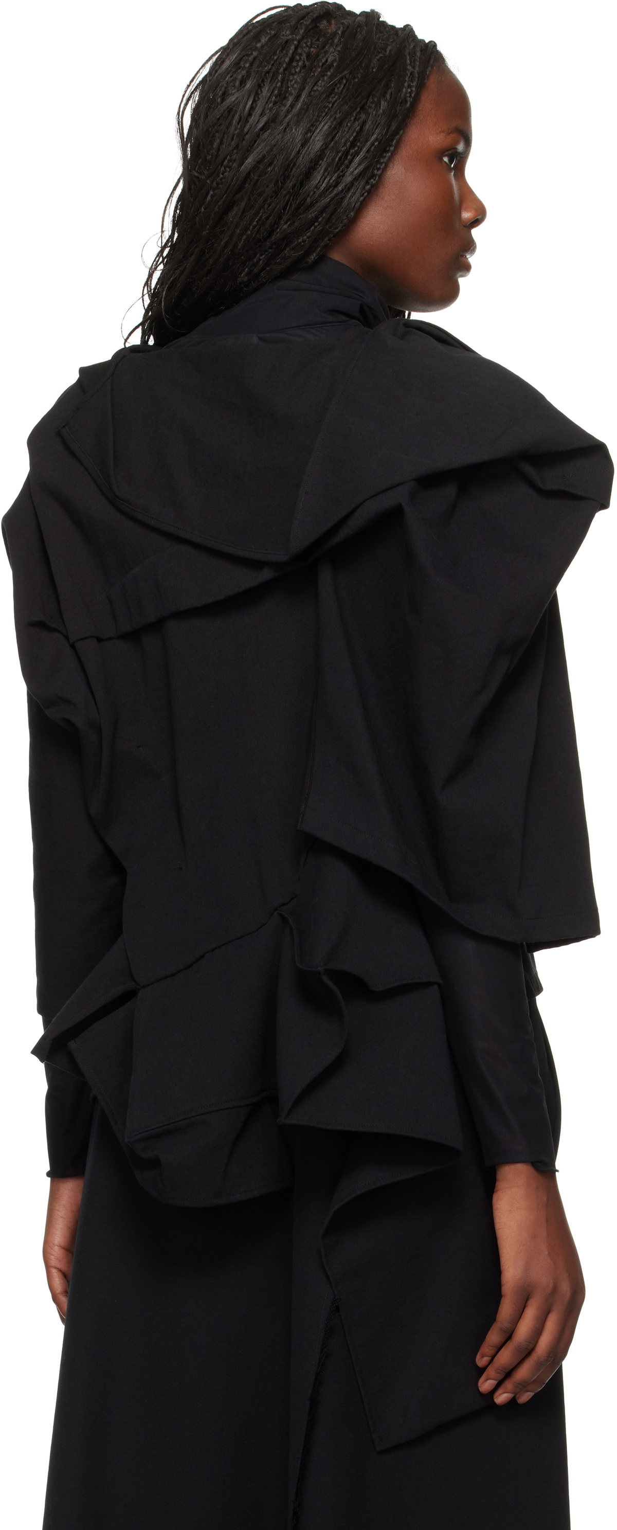 YOHJI YAMAMOTO Black Backside Uniform Twill Draped Sleeves Jacket Yohji ...