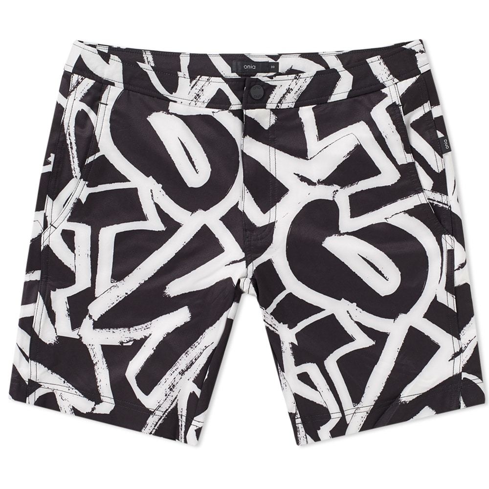 Onia Calder 7.5 Onia Graffiti Swim Short Black Onia