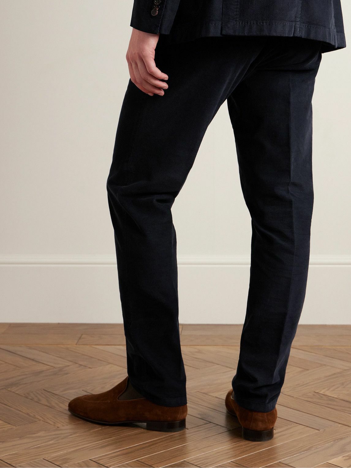 Boglioli - Slim-Leg Garment-Dyed Stretch-Cotton and Modal-Blend Corduroy Suit Trousers - Blue ...