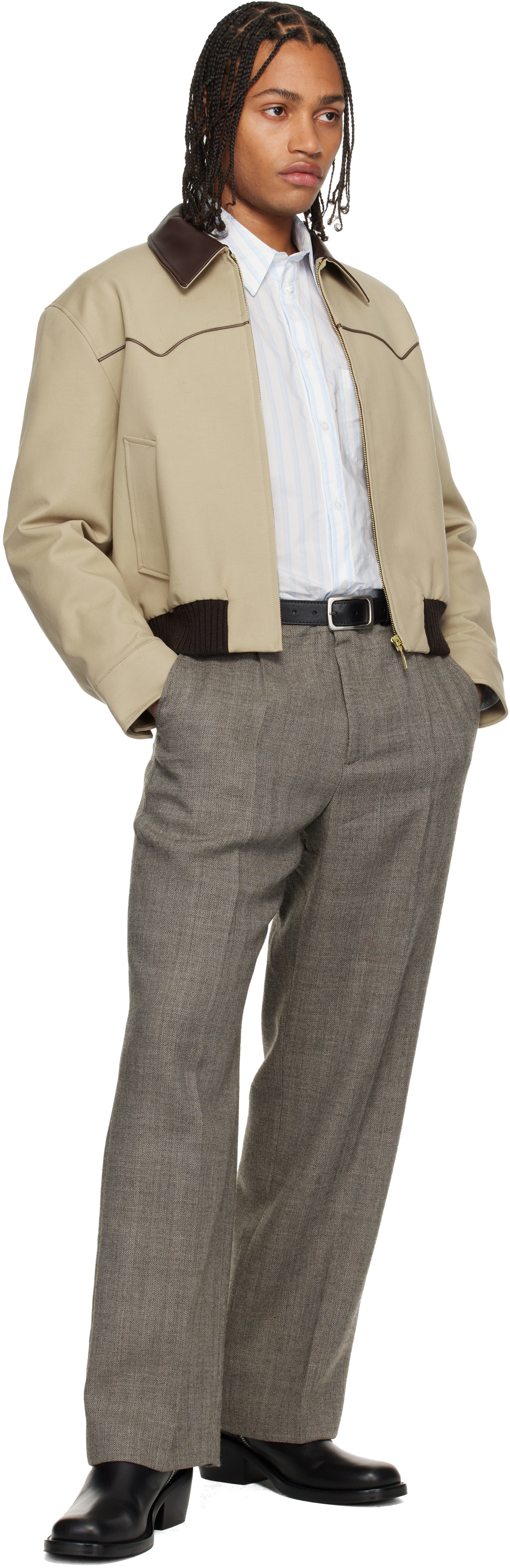 Ernest W. Baker Beige Western Harrington Jacket Ernest W. Baker