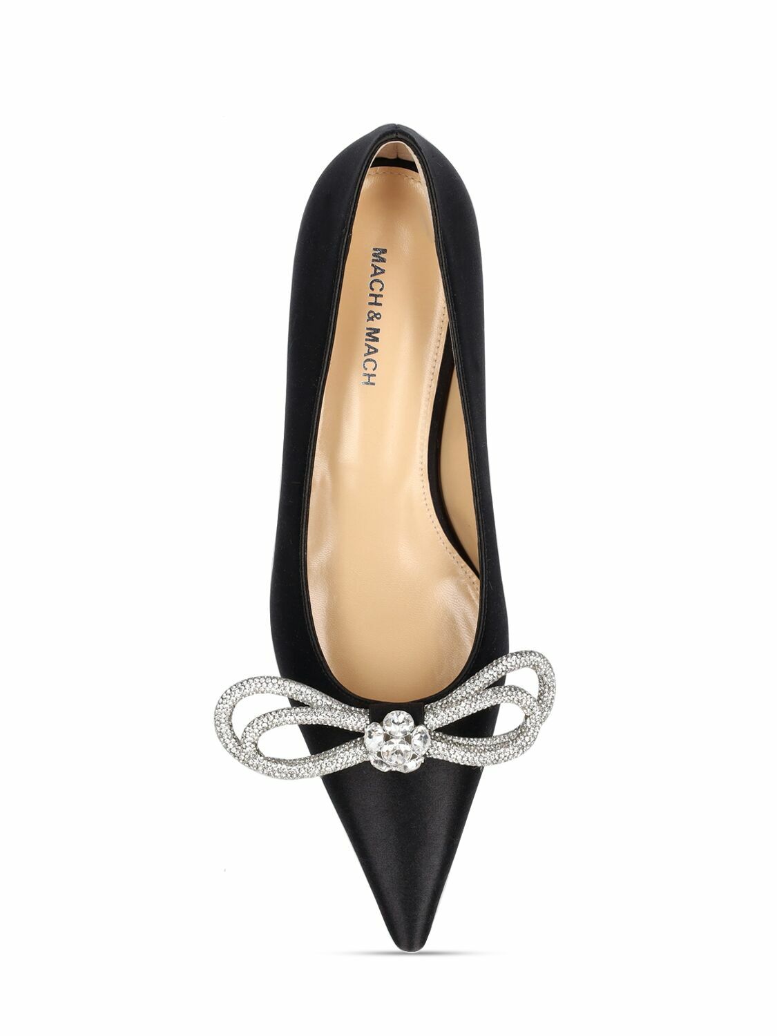 MACH & MACH - 10mm Double Bow Satin Flats MACH & MACH