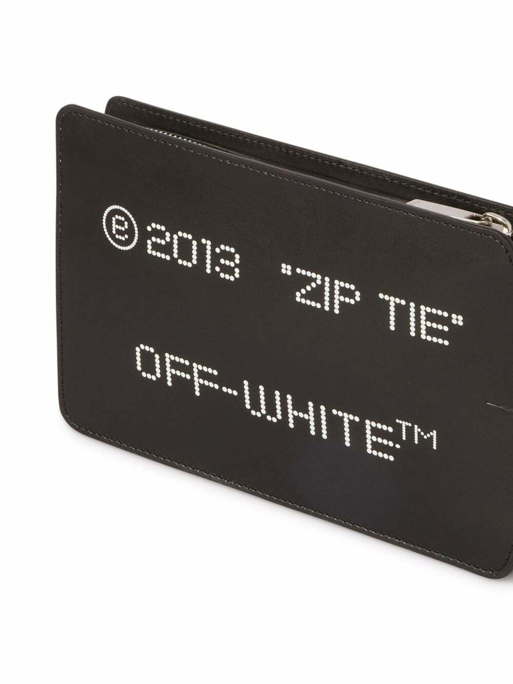 OFF-WHITE - Zipped Leather Clutch Bag Off-White