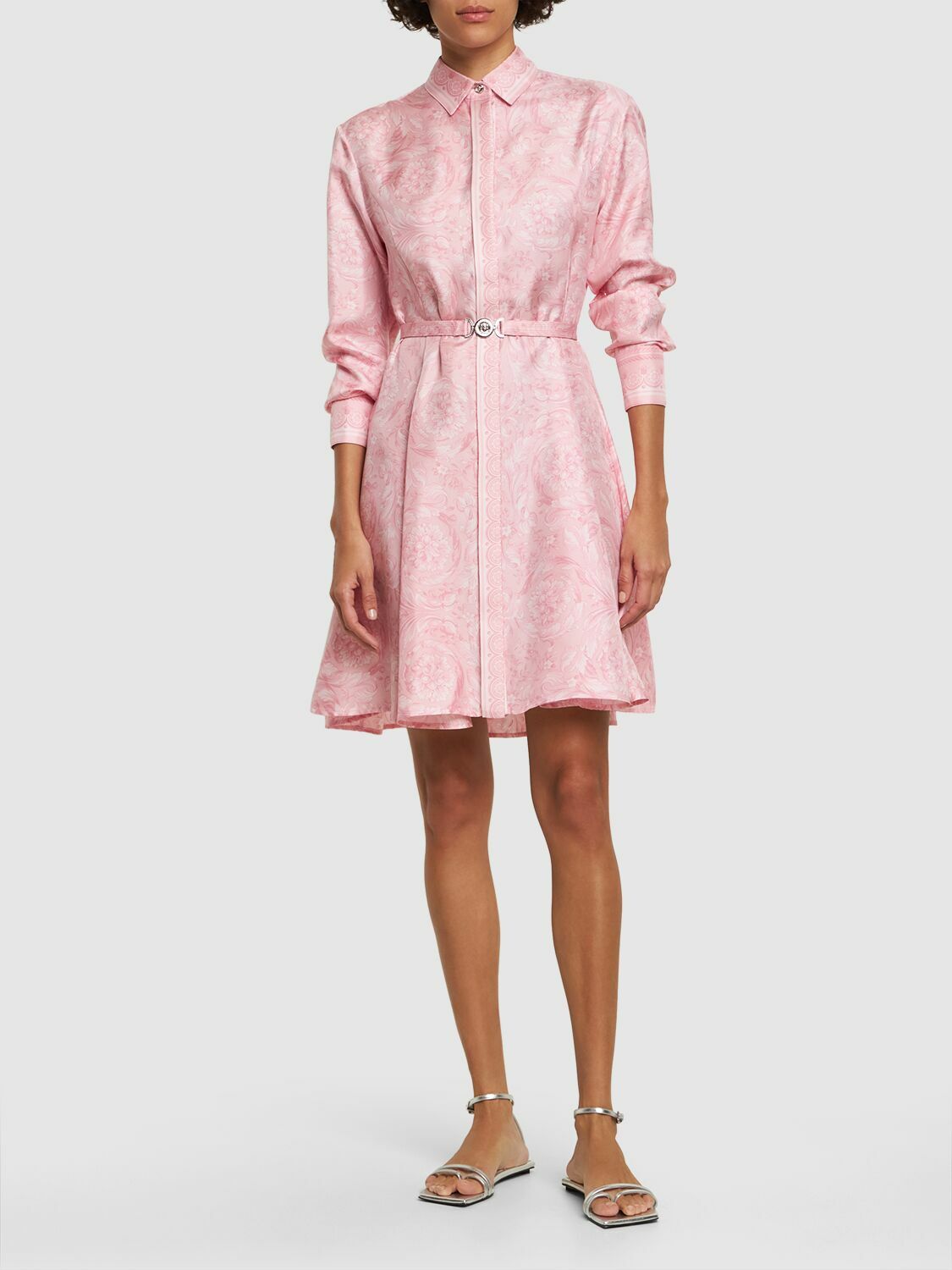 VERSACE - Baroque Printed Silk Twill Dress Versace