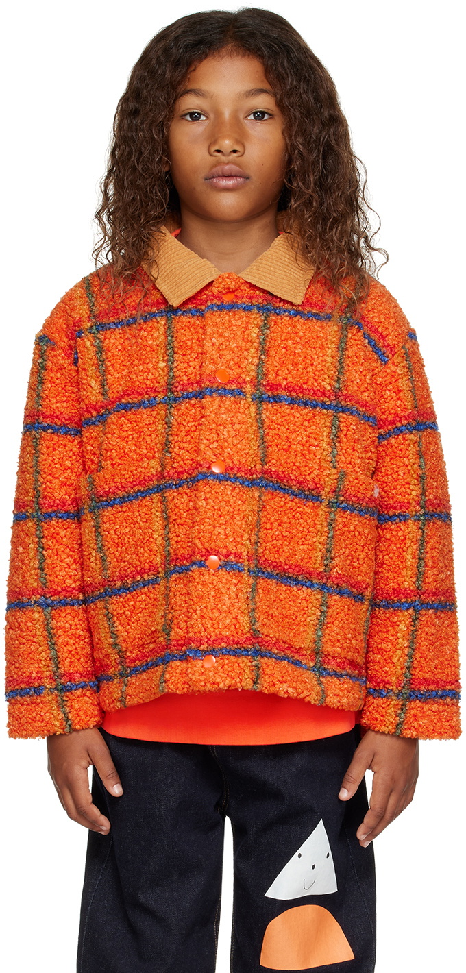 TINYCOTTONS Kids Orange Check Jacket TINYCOTTONS