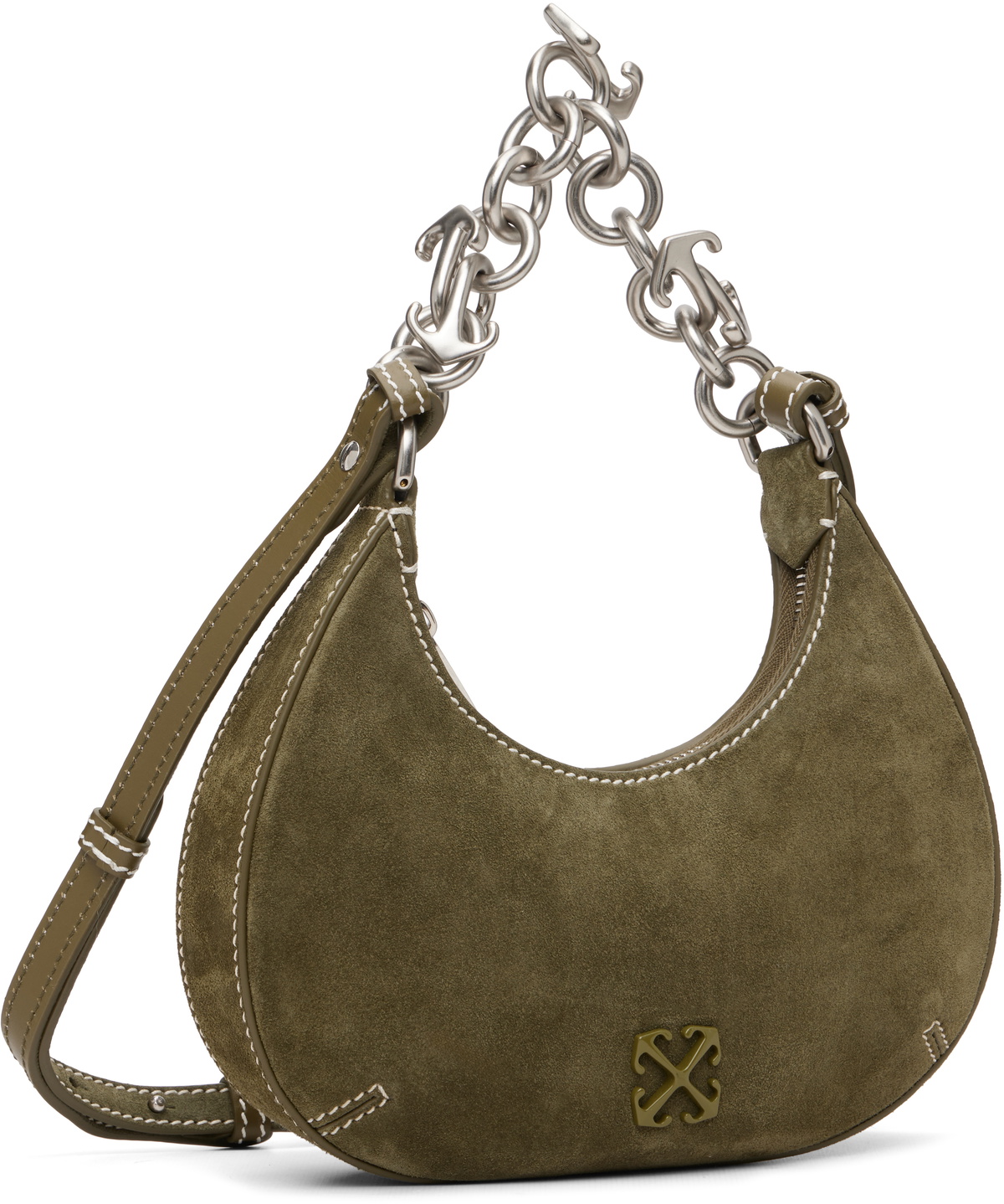 Off-White Khaki Hemisphere Suede Bag Off-White