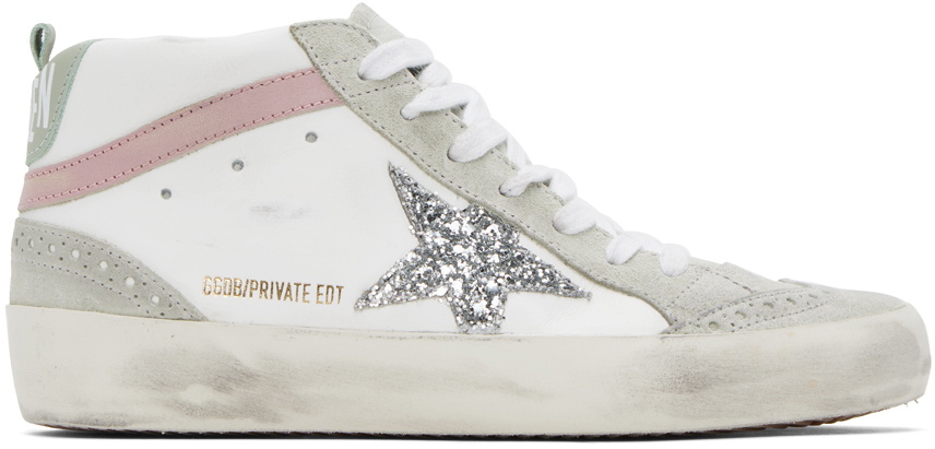 Golden Goose SSENSE Exclusive White & Gray Mid Star Sneakers Golden ...
