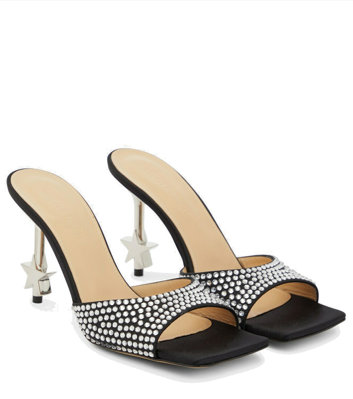 Mach & Mach - Star crystal-embellished satin mules MACH & MACH