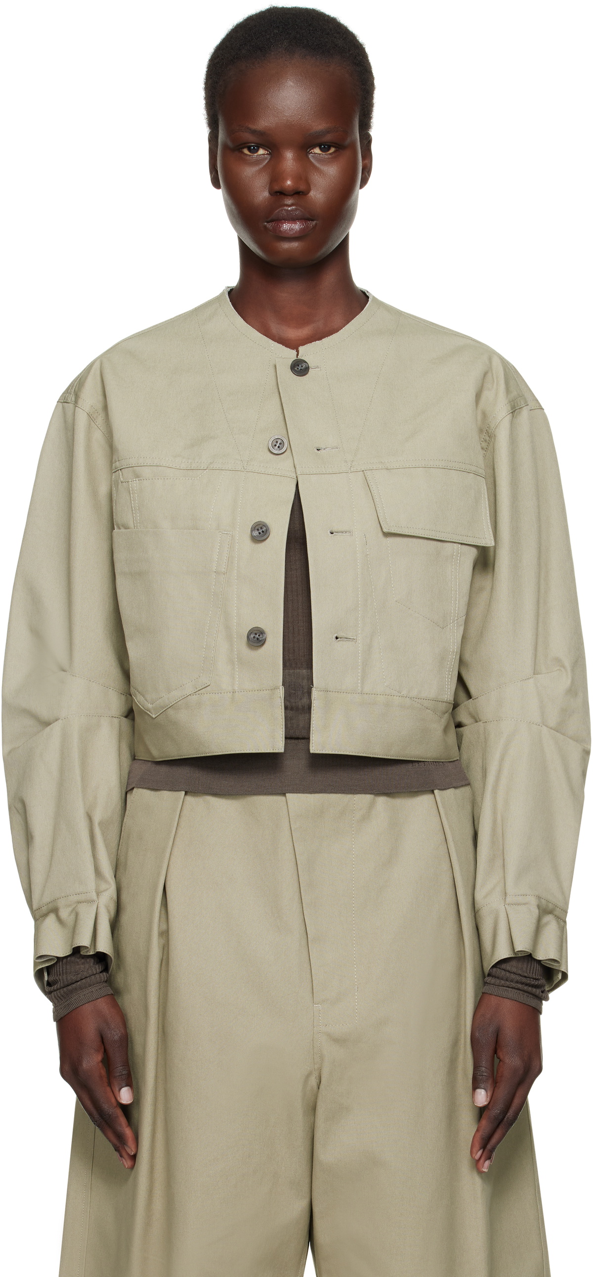 YOHJI YAMAMOTO Taupe R-Multi Pocket Jacket Yohji Yamamoto