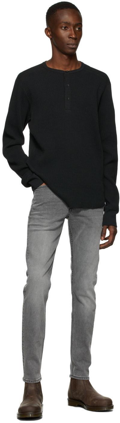 rag & bone Black Waffle Devon Henley Rag and Bone