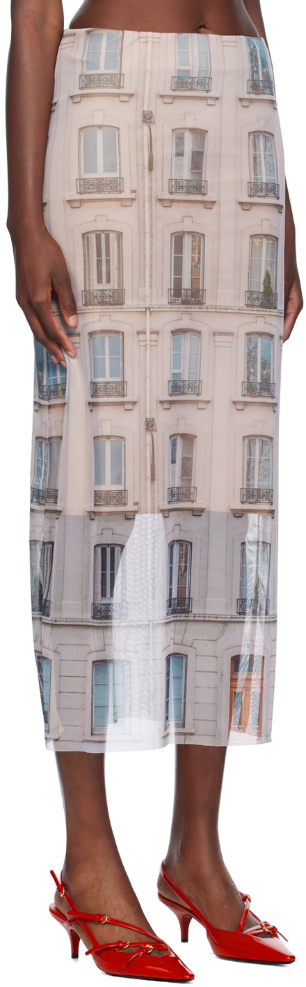 ABRA Beige Tube Windows Midi Skirt ABRA