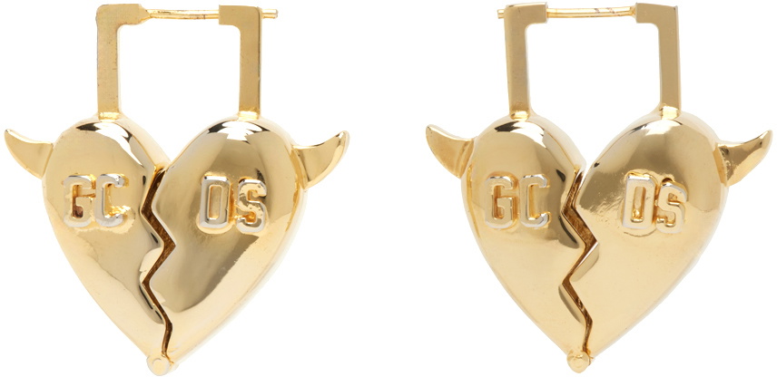 GCDS Gold Heartbreaker Earrings GCDS