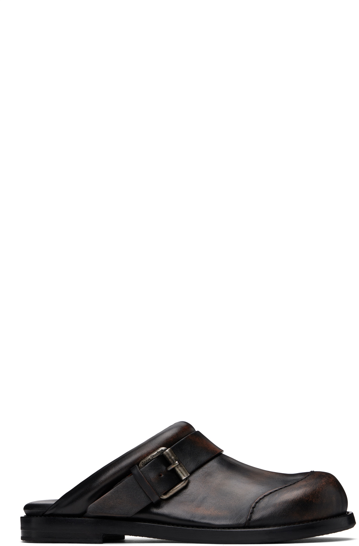 Acne Studios Brown & Black Leather Buckle Mules Acne Studios