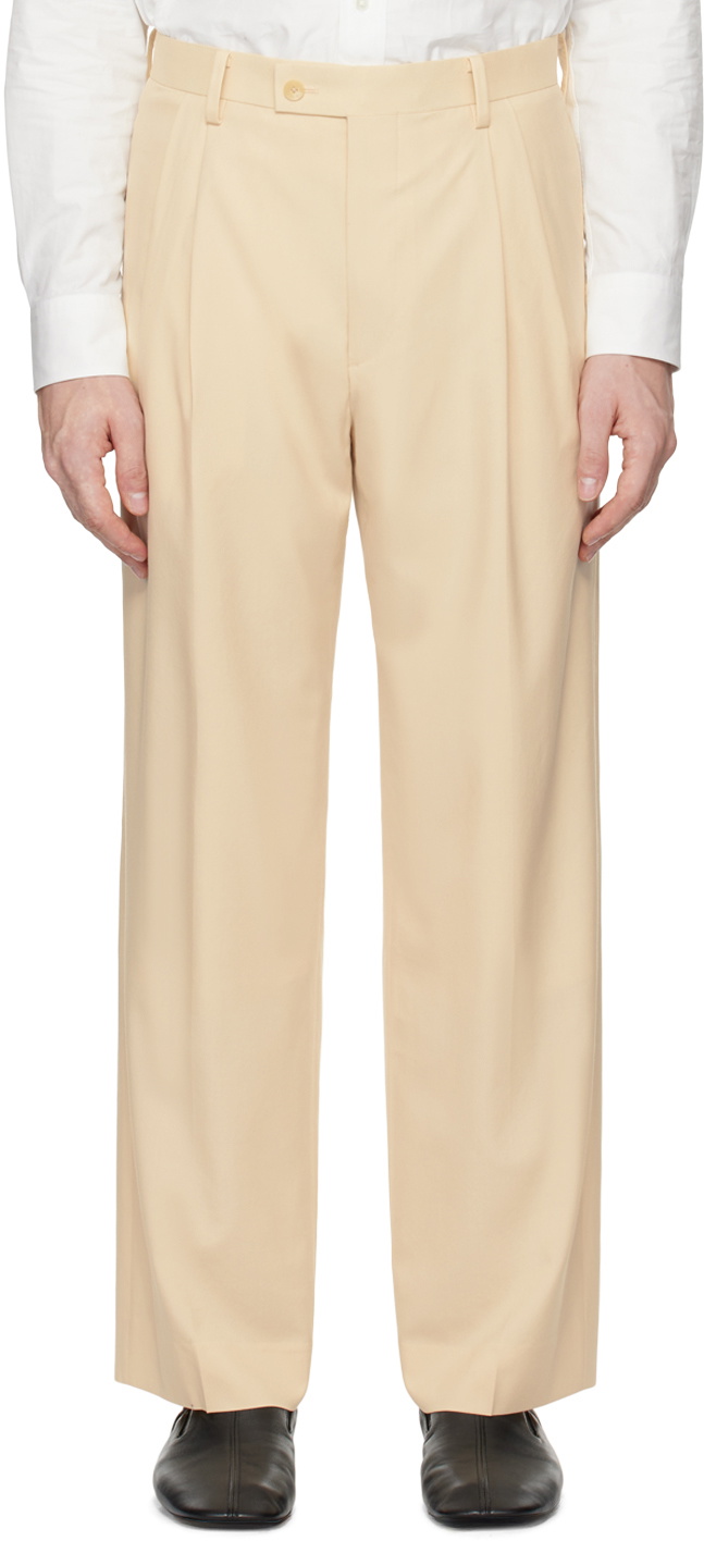 AURALEE Beige Super Fine Tropical Wool Trousers Auralee