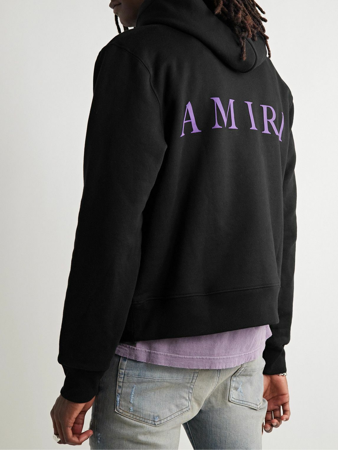AMIRI - Logo-Print Cotton-Jersey Hoodie - Black Amiri