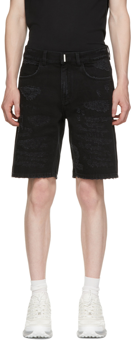 Givenchy Black Distressed Denim Shorts Givenchy