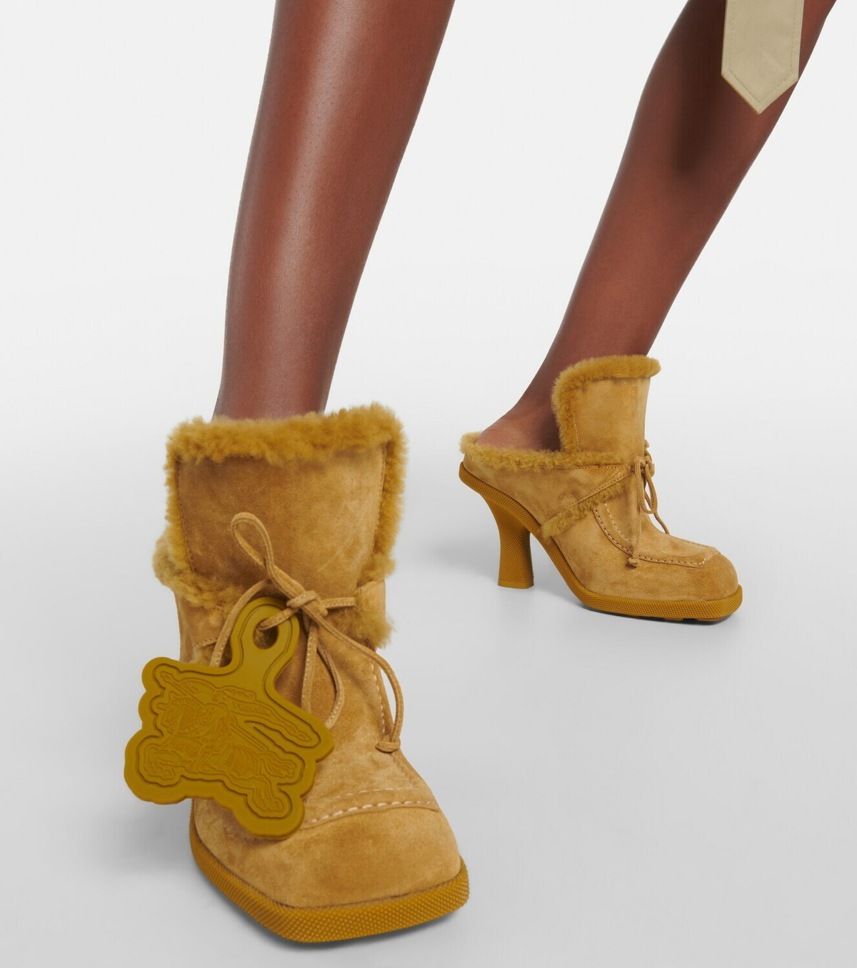 Burberry EKD shearling-lined suede mules Burberry
