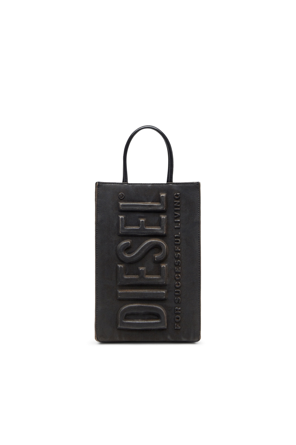 Diesel Tote bag in coated flocked denim - Shopping Bags Mens in Black ...