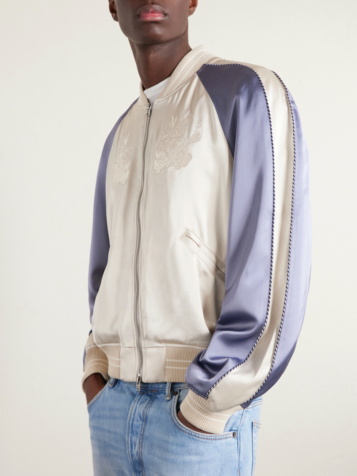 Acne Studios - Oskol Dragon Embroidered Satin Bomber Jacket - Brown ...