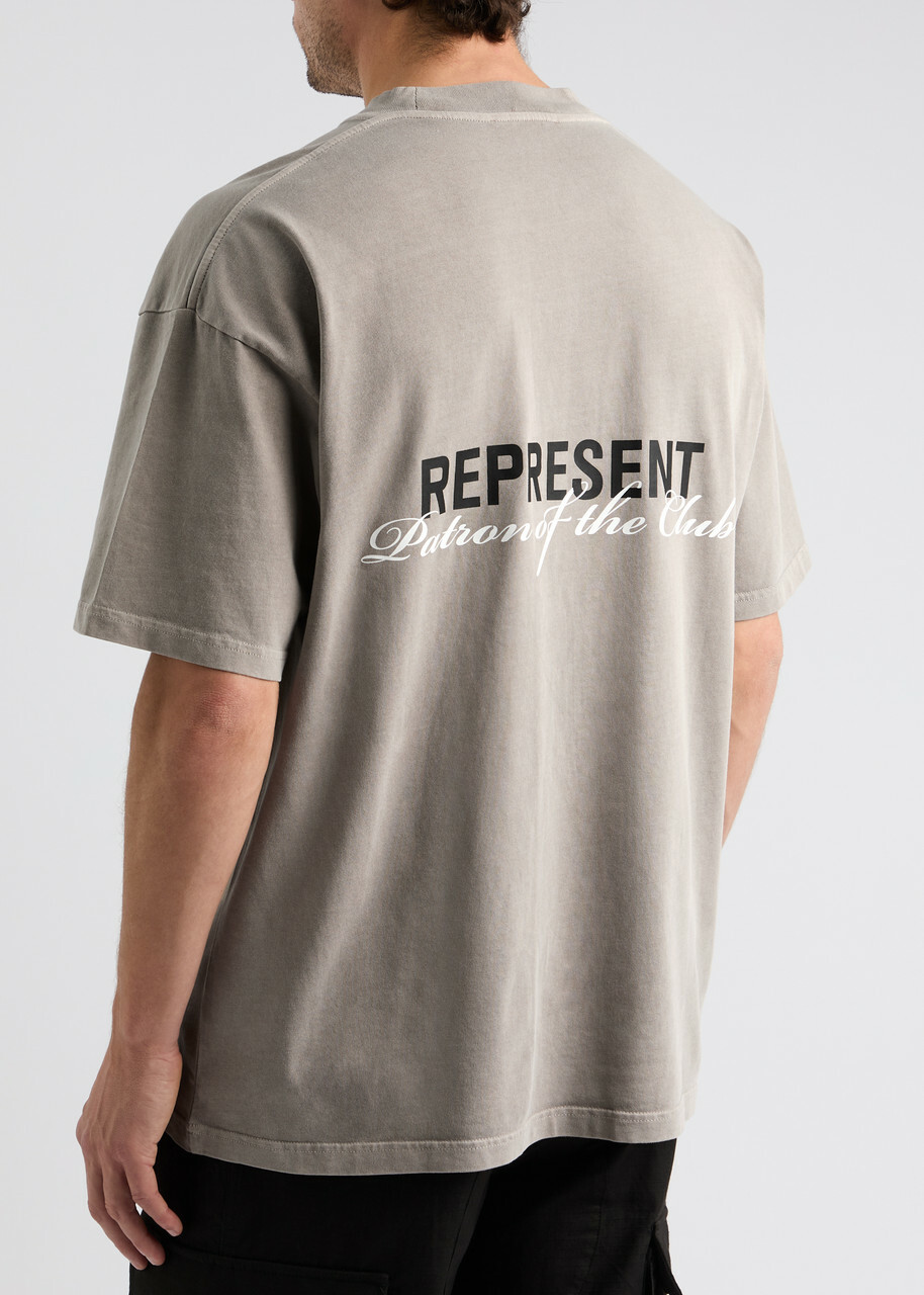 Represent Patron Of The Club Printed Cotton T-shirt Grey Represent