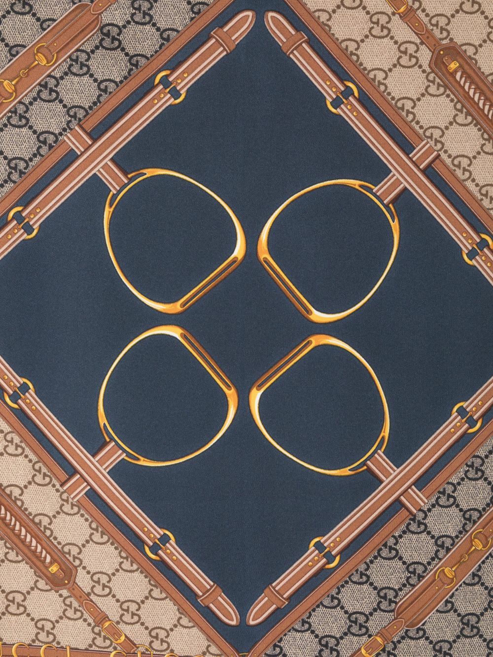 Gucci Blue Heritage-Print Silk Scarf Gucci