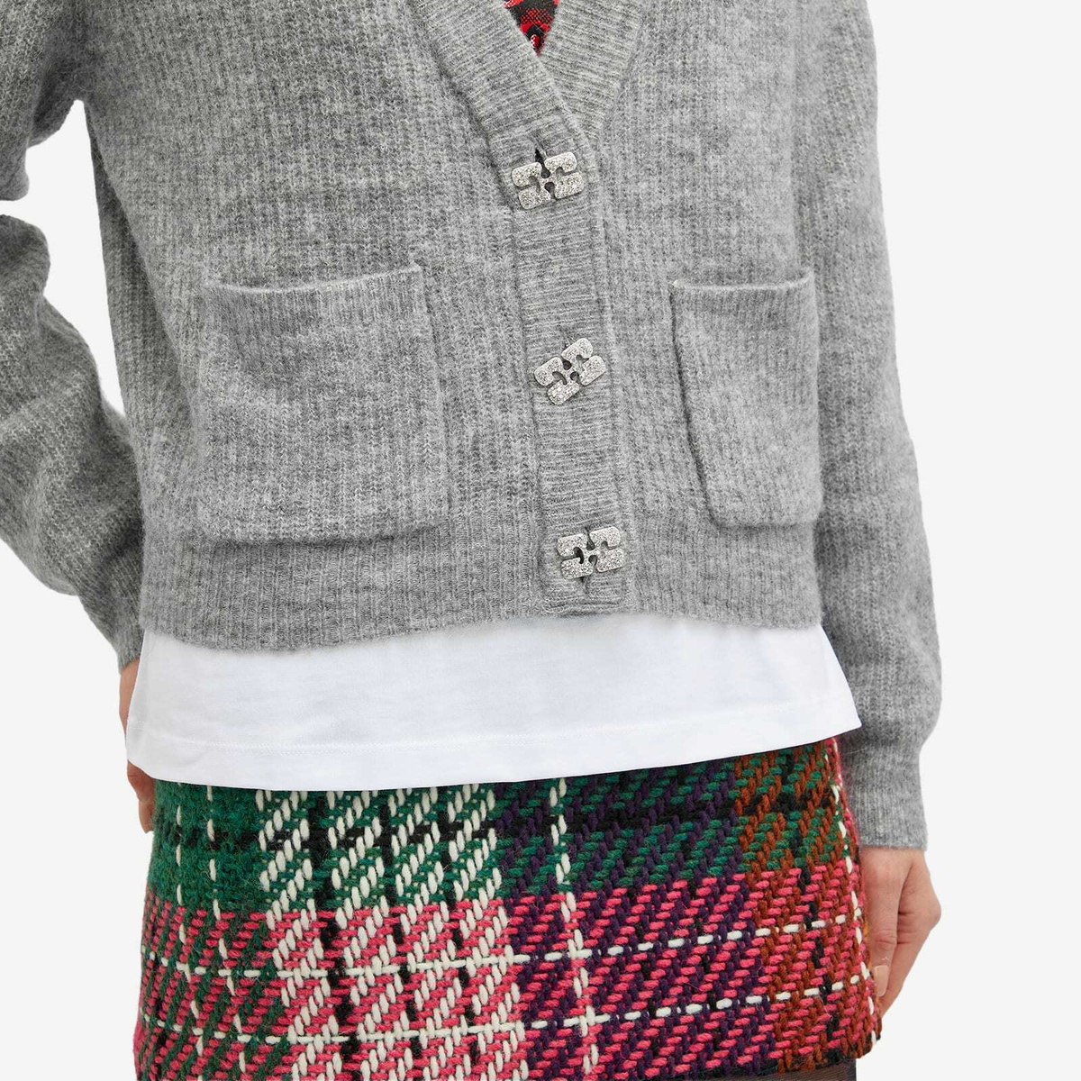 GANNI Women's Soft Wool Cardigan in Paloma Melange GANNI