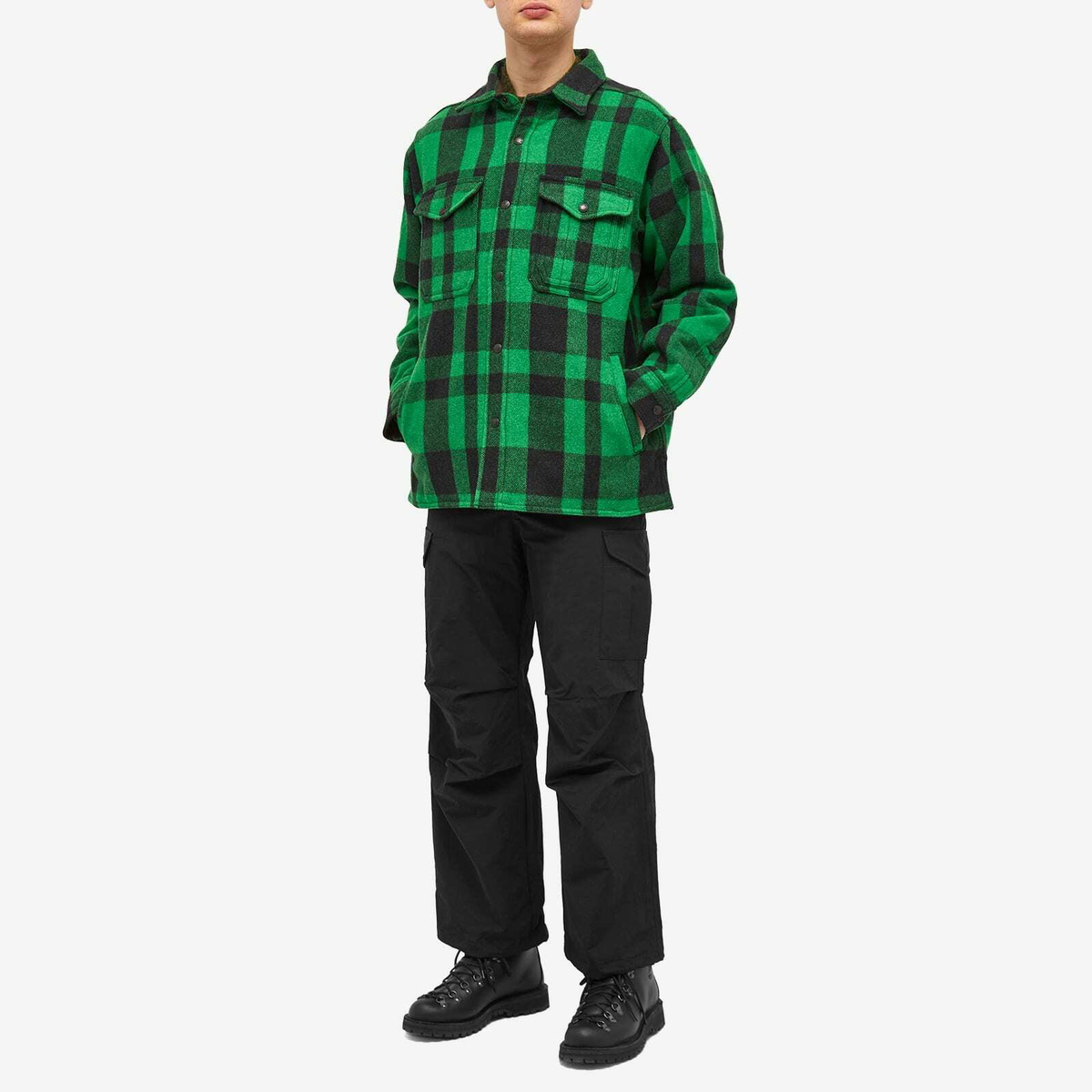 Filson Men's Mackinaw Shirt Jacket in Acid Green/Black Plaid Filson