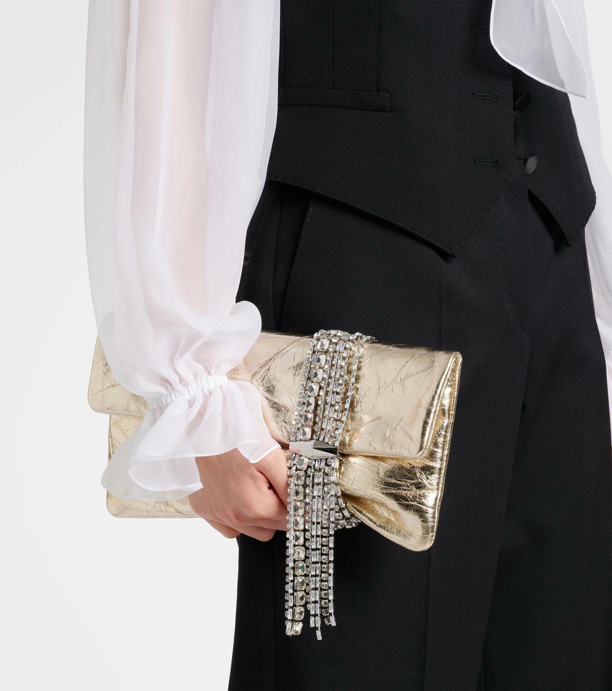 Jimmy Choo Zandra Small metallic leather clutch Jimmy Choo