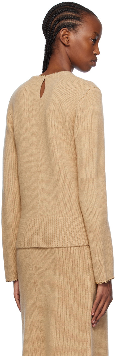 TOTEME Tan Chain-Edge Wool Sweater Toteme