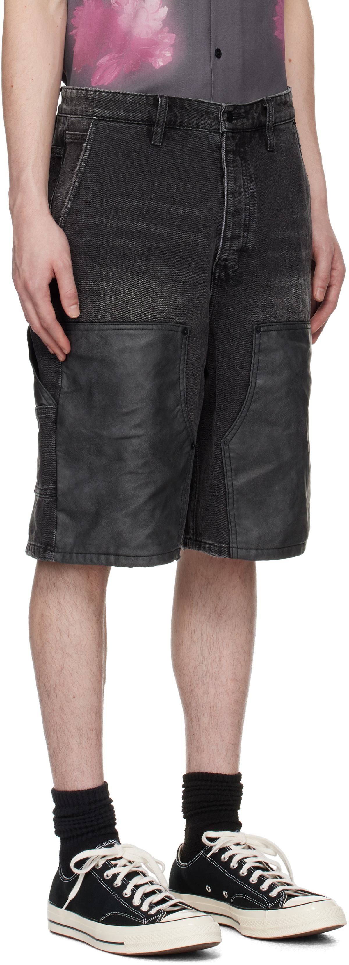 Ksubi Black Maxx Operator Denim Shorts Ksubi