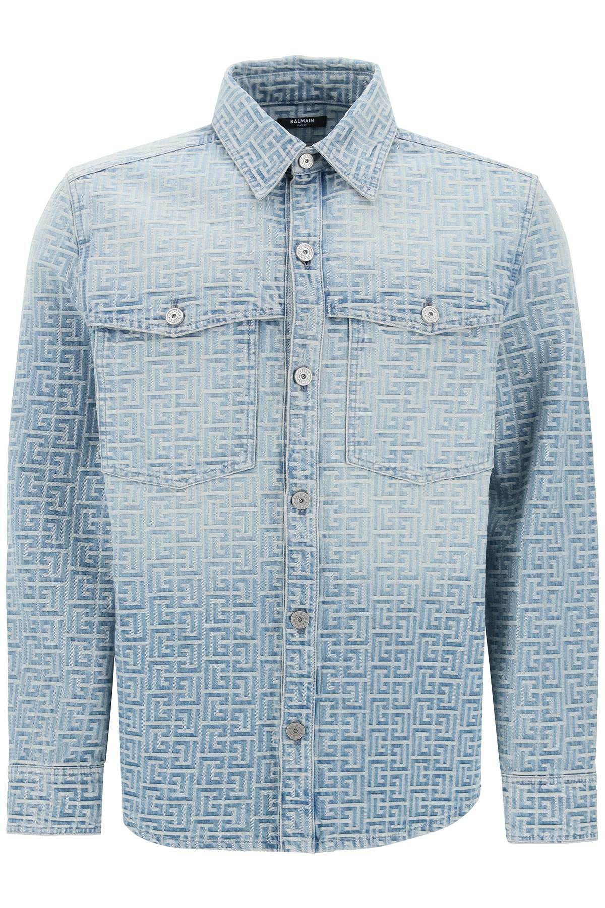 BALMAIN monogram denim overshirt Light blue Balmain