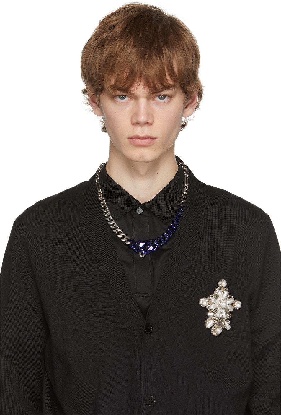Alexander McQueen Silver & Blue Chrome Chain Necklace Alexander McQueen