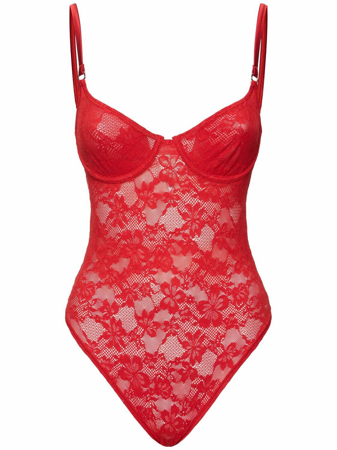FLEUR DU MAL Le Stretch Lace & Silk Bodysuit Fleur du Mal