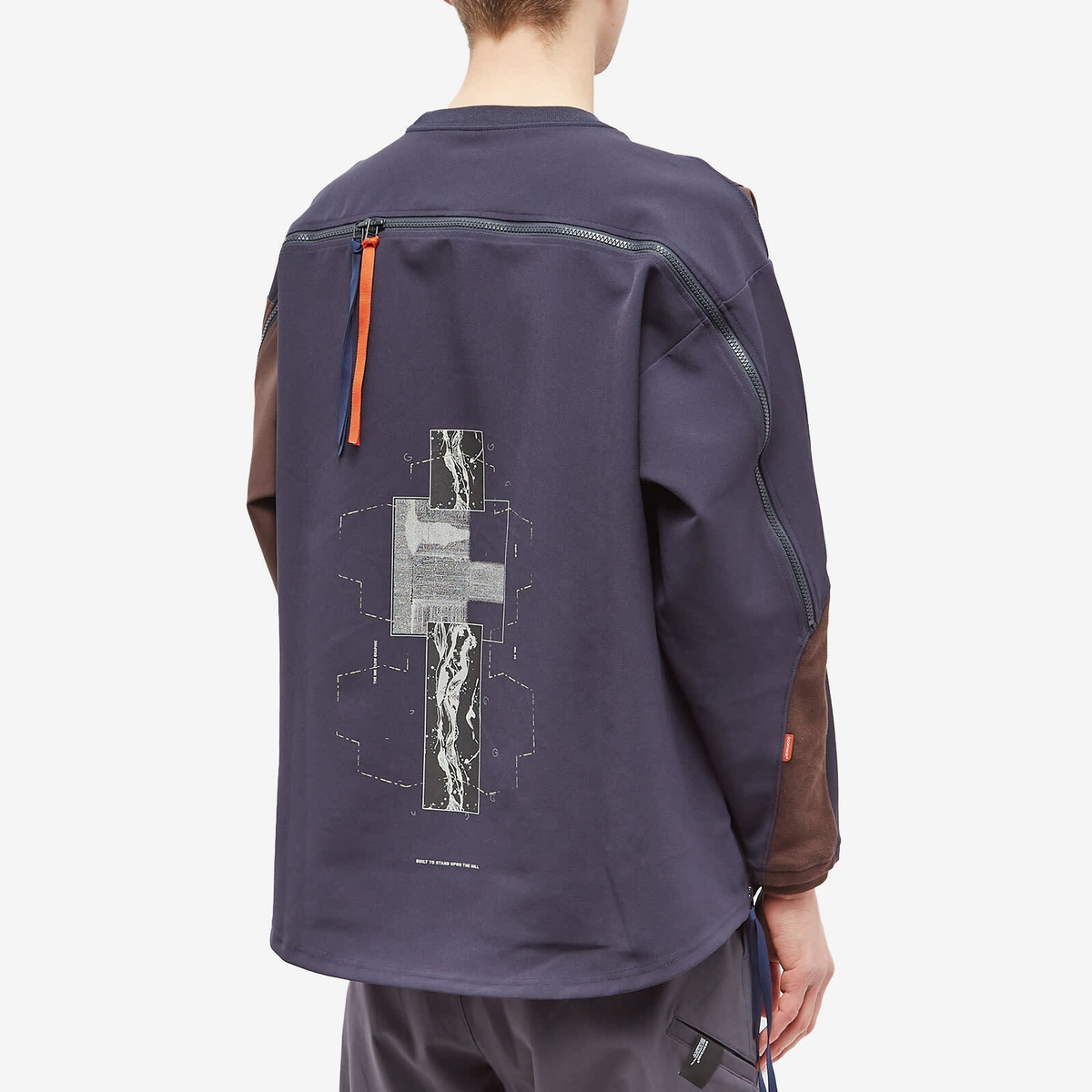 GOOPiMADE Men's LWN-03 Zystem Graphic Crew Sweat in Deep Marine GOOPiMADE