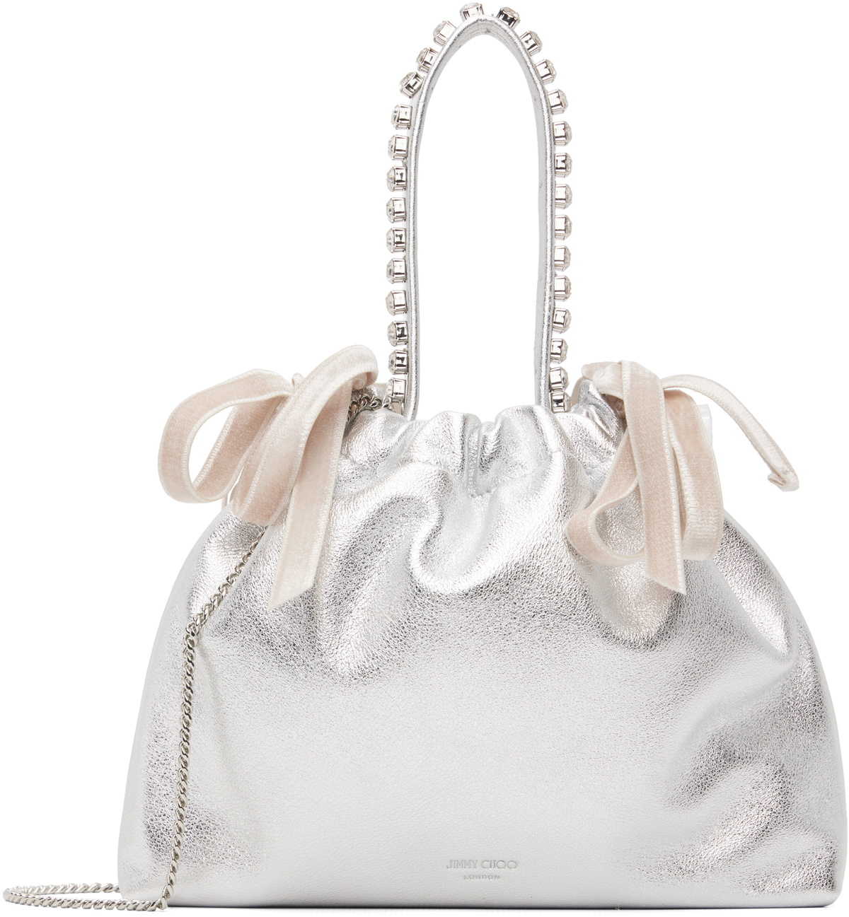 Jimmy Choo Silver Drawstring Mini Top Handle Bag Jimmy Choo