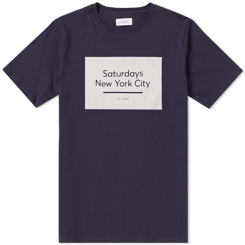 Saturdays Underlined Box Logo Tee Blue Saturdays NYC