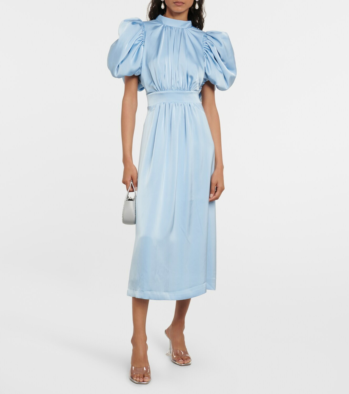 Rotate Birger Christensen Staeen puff-sleeve midi dress ROTATE Birger ...