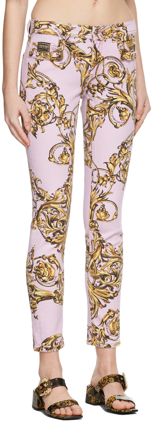 Versace Jeans Couture Pink Printed Jeans Versace