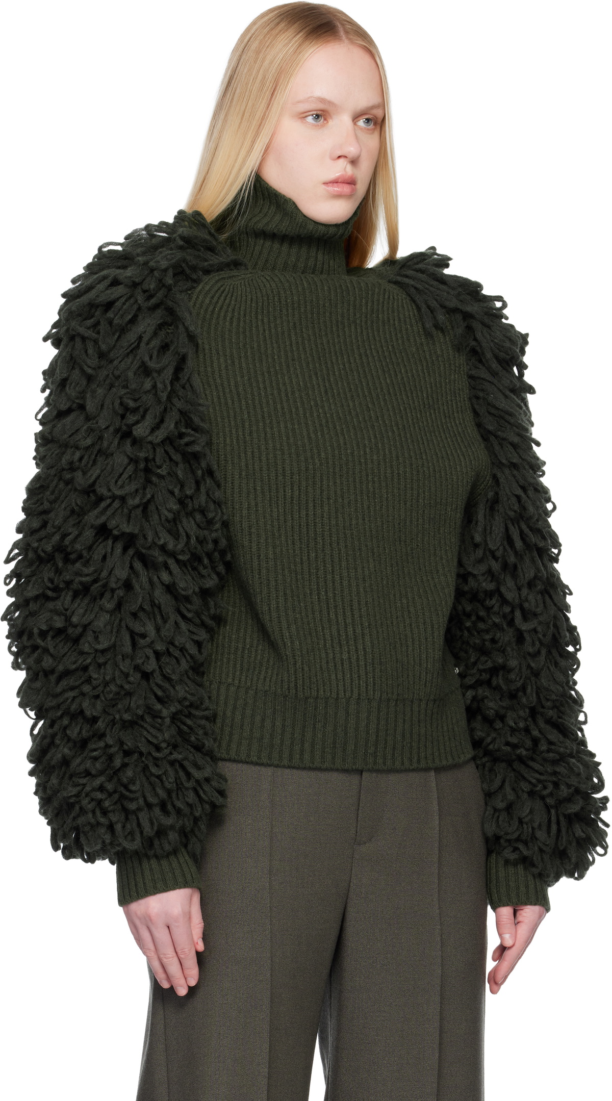 Jean Paul Gaultier Khaki 'The Loop-Stitch' Sweater Jean Paul Gaultier