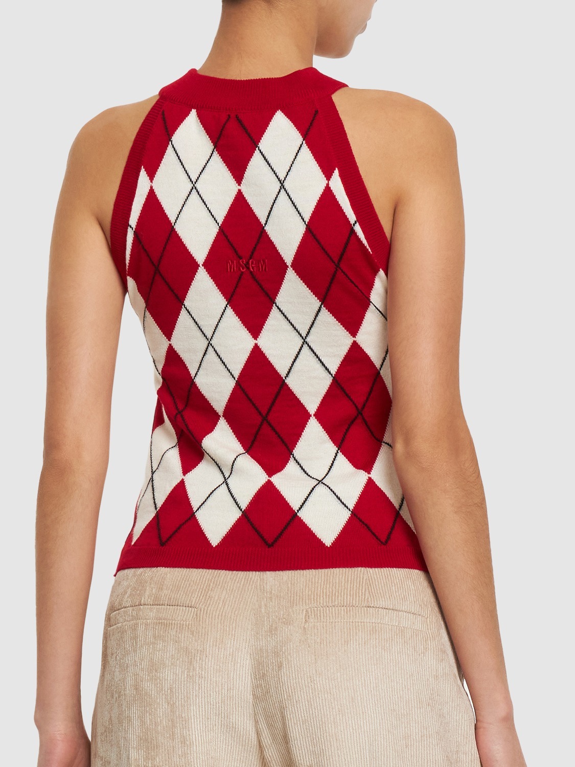MSGM - Argyle Knit Wool Halter Top MSGM