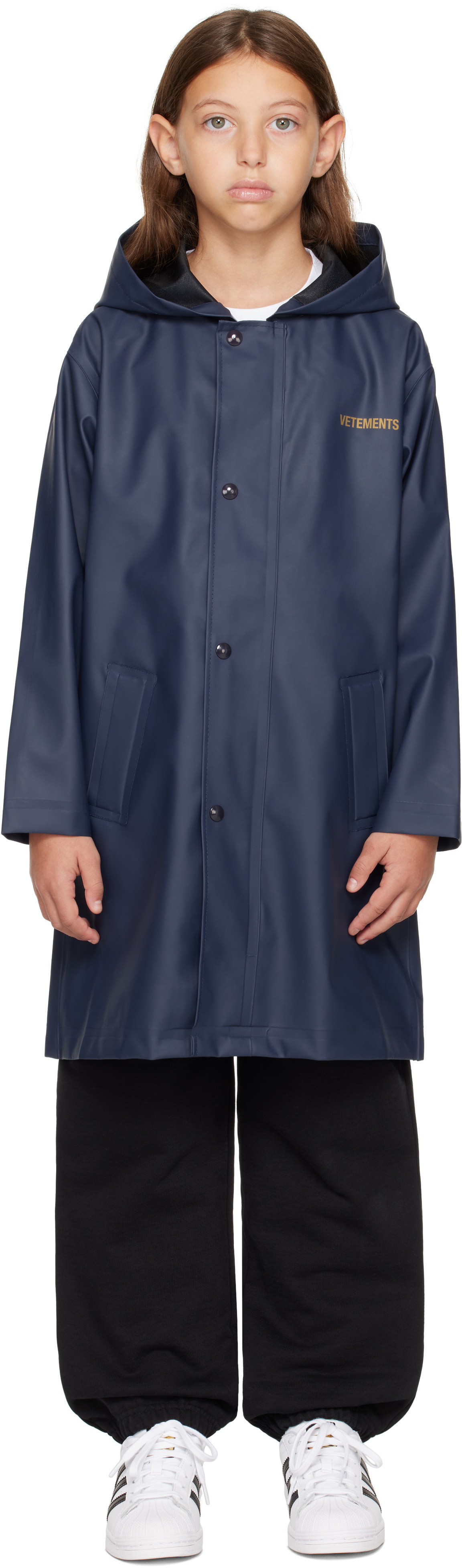 VETEMENTS Kids Navy Iconic Logo Rain Coat Vetements