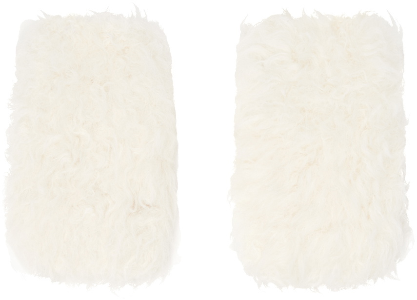 Acne Studios White Fluffy Mittens Acne Studios
