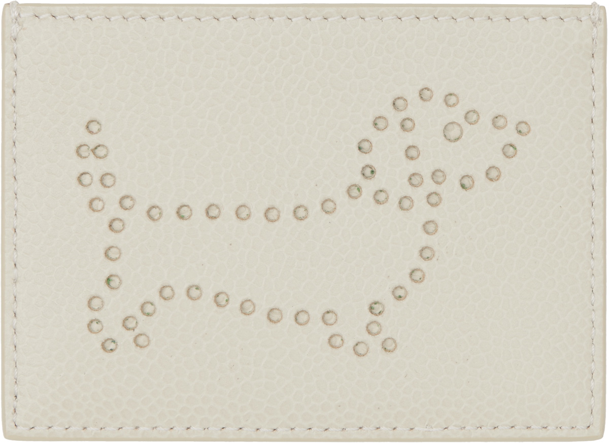 Thom Browne Off-White Pebble Grain Hector Single Card Holder Thom Browne